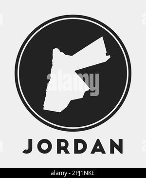 Jordan Badge. Round logo of country with triangular mesh map and radial ...
