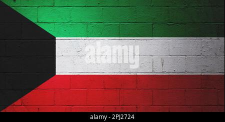 An image of the Kuwait flag on a wall with a crack. Background Stock ...