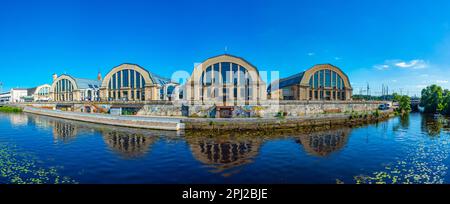 View of the former zeppelin hangars now convereted into the Riga market ...