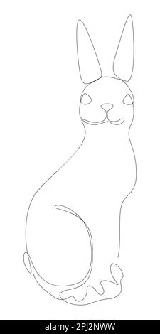 continuous line drawing of cute rabbit vector illustration Stock Vector ...