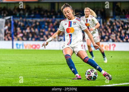Selma Bacha (4) of Lyon pictured during a female soccer game between ...