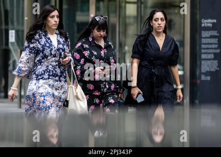 (L-R) Nicole Meyer, Elly Sapper and Dassi Erlich departs from the ...
