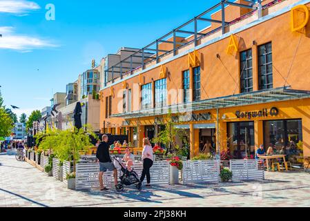 Jakobstad, Finland, July 23, 2022: View of a commercial street in ...