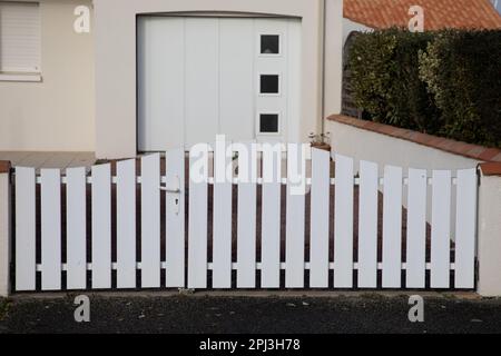 pvc plastic modern gate portal of suburb house door Stock Photo - Alamy