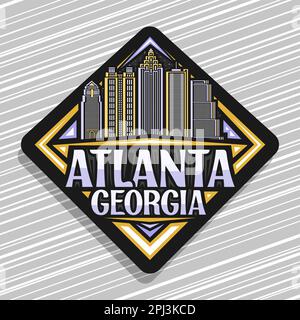 Vector logo for Atlanta, black decorative sign with line illustration ...