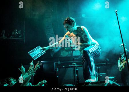 Singer Sebastian Murphy of Swedish punk band Viagra Boys performs live ...