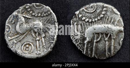 Celtic coin, Silver Unit Corieltauvi Boar/Horse Type 45- 10BC Stock ...