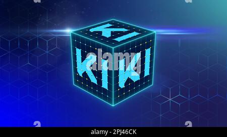 Artificial intelligence (in german Kuenstliche Intelligenz) KI lettering - abstract background ...