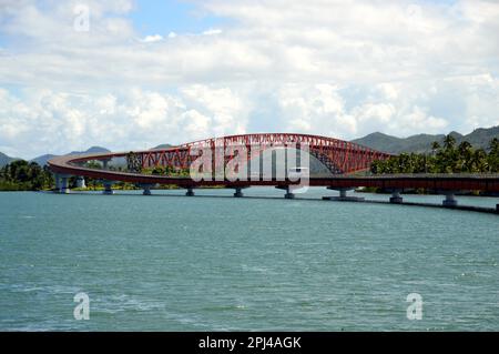 The Philippines, Leyte, Tacloban: San Juanico bridge spans the San ...
