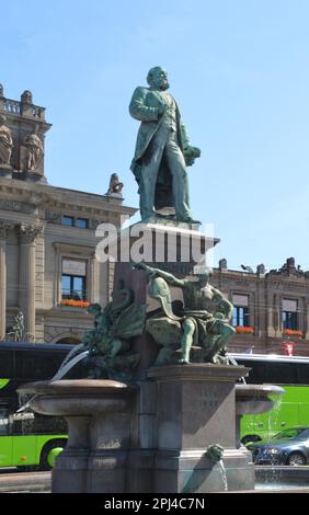 Statue of Swiss railway pioneer and politician Alfred Escher outside ...