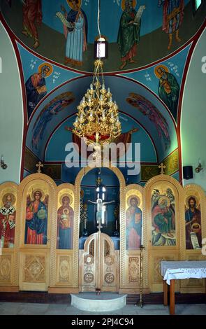 Interior of a little Greek orthodox chapel Stock Photo - Alamy