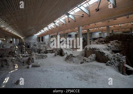 Greece, Island of Santorini: archeological excavations of a Minoan city ...