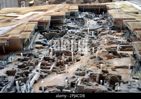 Greece, Island of Santorini: archeological excavations of a Minoan city ...