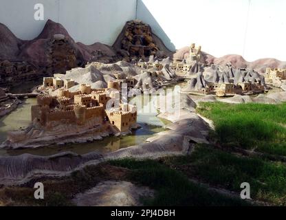 Oman, Muscat: model of a "Falaj" or ancient water distribution system ...