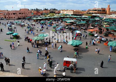 Morocco, Marakech: Place Jemaa el-Fnaa, the long-established and loudly ...