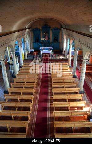Chile. Chiloe, Castro: Nuestra Senora de Gracia Church de Nercon, built ...