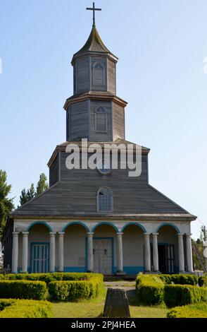 Chile. Chiloe, Castro: Nuestra Senora de Gracia Church de Nercon, built ...