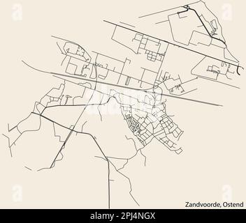 Street roads map of the ZANDVOORDE MUNICIPALITY, OSTEND Stock Vector ...