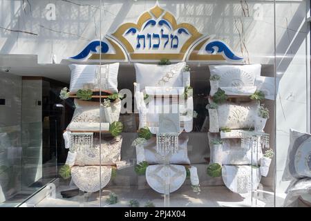 The exterior of Malchus, a Judaica store on Lee Avenue in Williamsburg ...