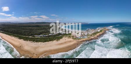 Drone view at the village of Buffalo bay on South Africa Stock Photo ...