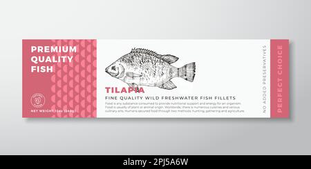 Tilapia Hand Drawn Vector Illustration. Abstract Fish Sketch. Engraving ...