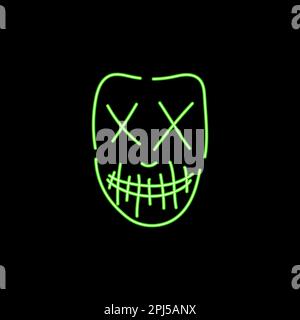 Neon green zombie mask. Creepy character with cross eyes and sewn mouth ...