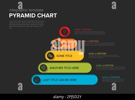 Vector Infographic stipe layers template with five levels - color ...