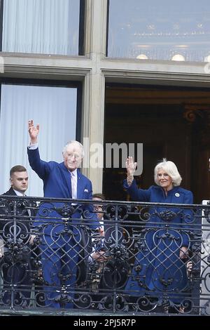 Queen Camilla and King Charles III seen during Trooping the Colour at ...