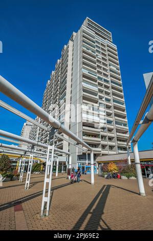 High-rise buildings with pipe system in the former Olympic Village ...