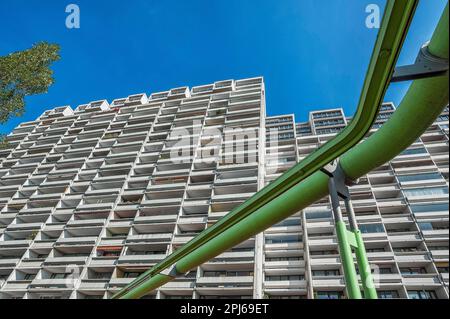 High-rise buildings with pipe system in the former Olympic Village ...