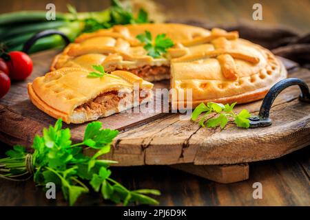 Empanada Gallega - traditional pie stuffed with tuna, Galician and ...