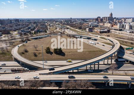 Detroit, Michigan - The interchange of Interstates 94 and 75 in midtown ...