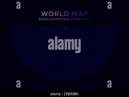World Map. Lambert conformal conic projection. Futuristic world ...