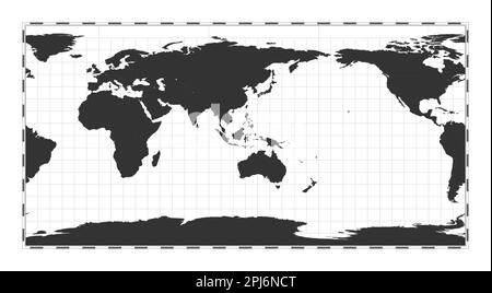 Vector world map. Equirectangular (plate carree) projection. Plain ...