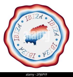 Ibiza round stamp. Round logo with island map and title. Stylish ...