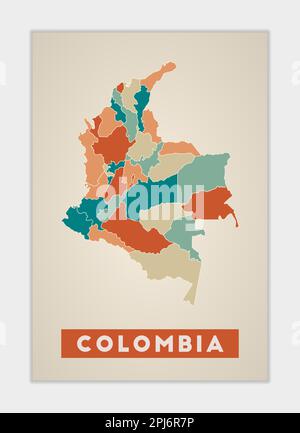 Journey to Colombia, illustration with a map of Colombia. Background ...