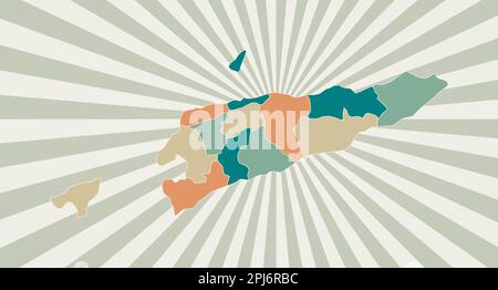 Timor-Leste map. Country poster with colored regions. Old grunge ...