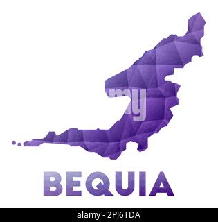 Bequia map design. Shape of the island with beautiful geometric waves ...