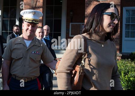 Marine Maj. Joshua Mast and his wife, Stephanie, arrive at Circuit ...