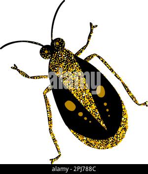 Black and gold glitter bug beetle, celestial vector fairy insect golden ...