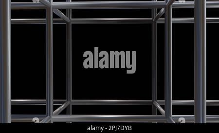 3d cube grid made of rods, lattice network. 3d render illustration ...