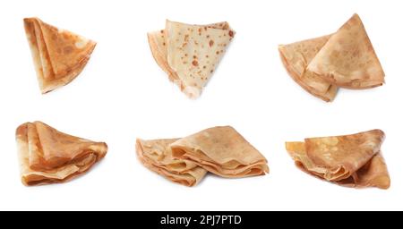 Set of delicious crepes on white background. Banner design Stock Photo ...