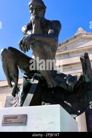 Auguste Rodin's The Thinker at the top of the Cleveland museum's main ...