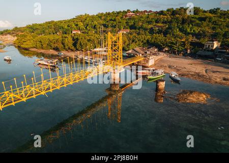 Famous yellow bridge Nusa Lembongan Nusa Ceningan Bali Indonesia Drone ...