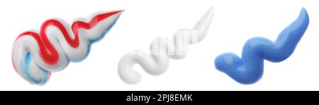 Set with smears of toothpaste on white background. Banner design Stock ...