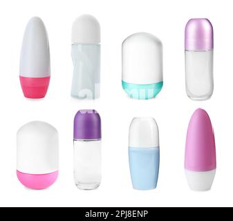 Set of different deodorants on white background. Banner design Stock ...