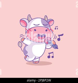 A cow singing cartoon character illustration Stock Vector Image & Art ...