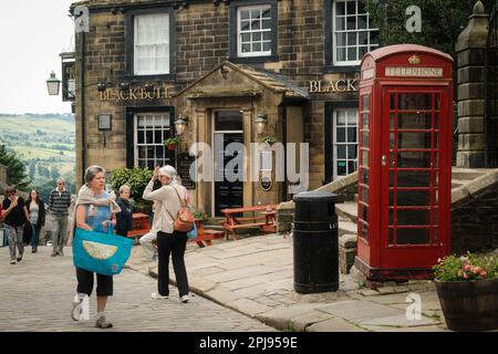 THE BLACK BULL PUB AT THE TOP OF MAIN STREET IN Haworth , a hilltop ...