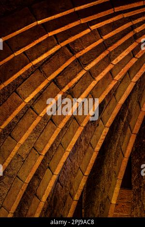 Details of catenary or parabolic arches in the attic of Casa Milà (la ...