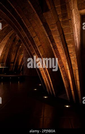 Details of catenary or parabolic arches in the attic of Casa Milà (la ...